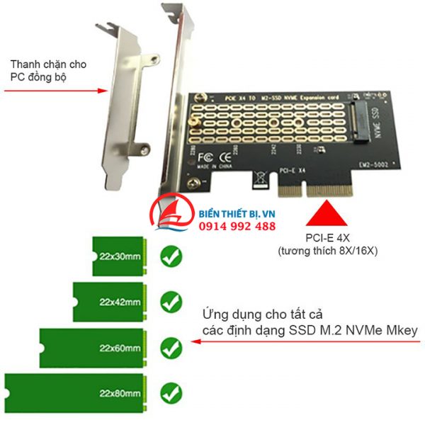 Card chuyển đổi SSD M2 NVMe PCIe to PCI-E 4X - SSU EM2-5002