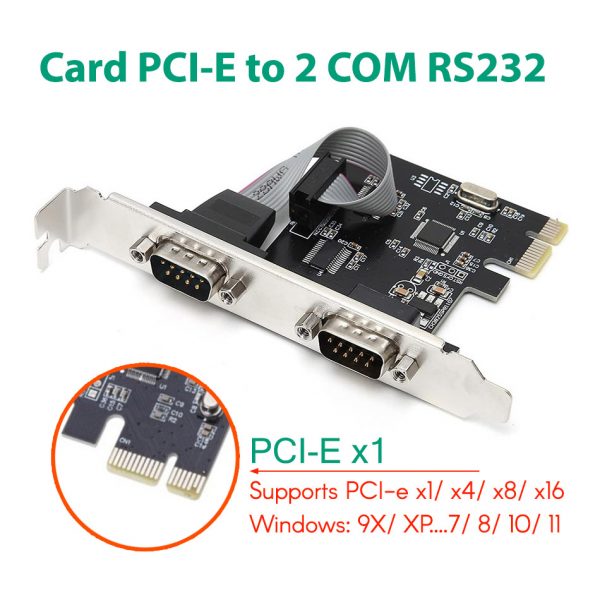 Card PCI-E sang 2 COM RS232 DB9 cho máy tính đồng bộ SFF Slim PC