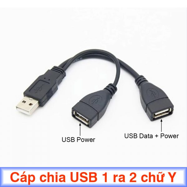 Cáp chia USB 1 ra 2 chữ Y 15cm USB Power DATA dữ liệu cho máy tính